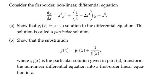 Solved d = Consider the first-order, non-linear, | Chegg.com | Chegg.com