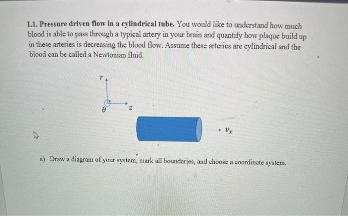Solved L1. Pressure driven flow in a cylindrical tube. You | Chegg.com