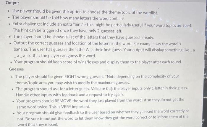 Solved Using the example code from the HangMan program in | Chegg.com