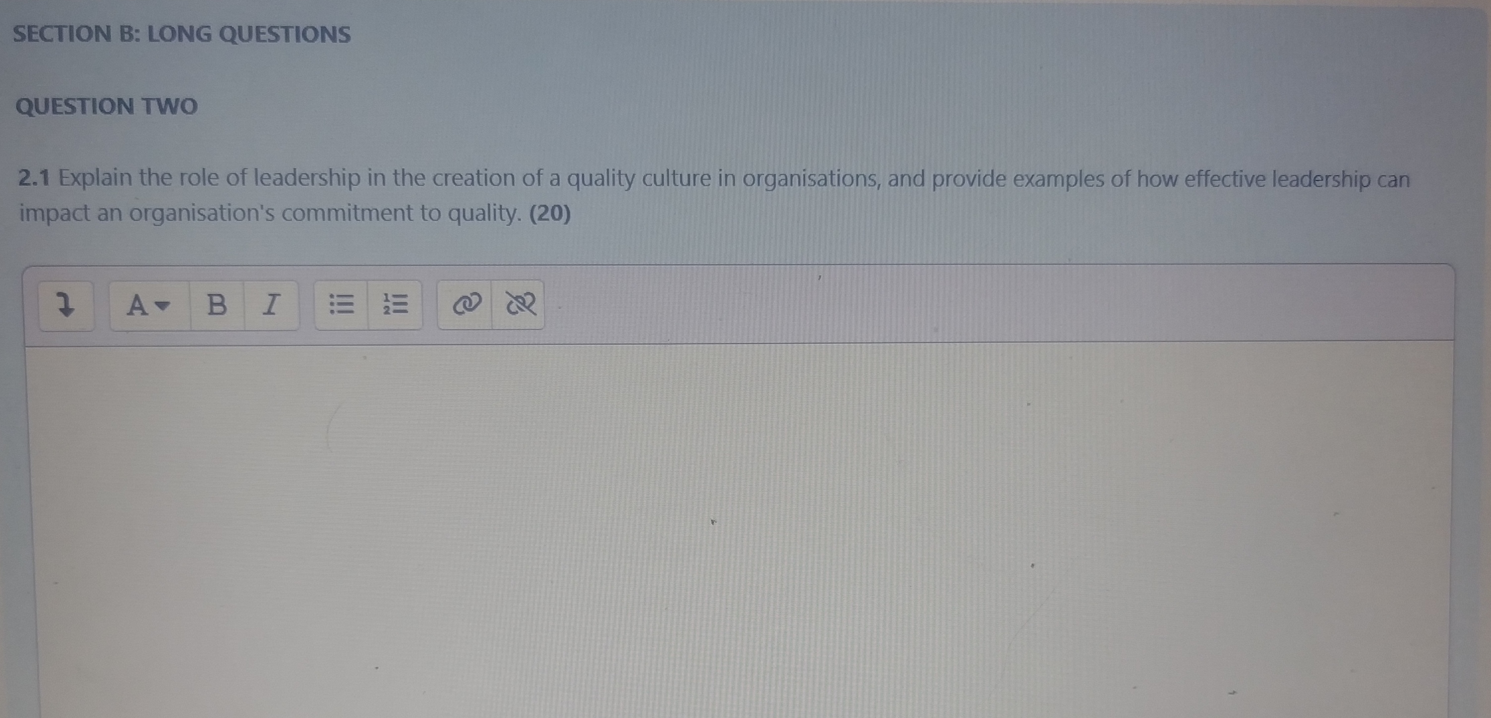 Solved SECTION B: LONG QUESTIONSQUESTION TWO2.1 ﻿Explain the | Chegg.com