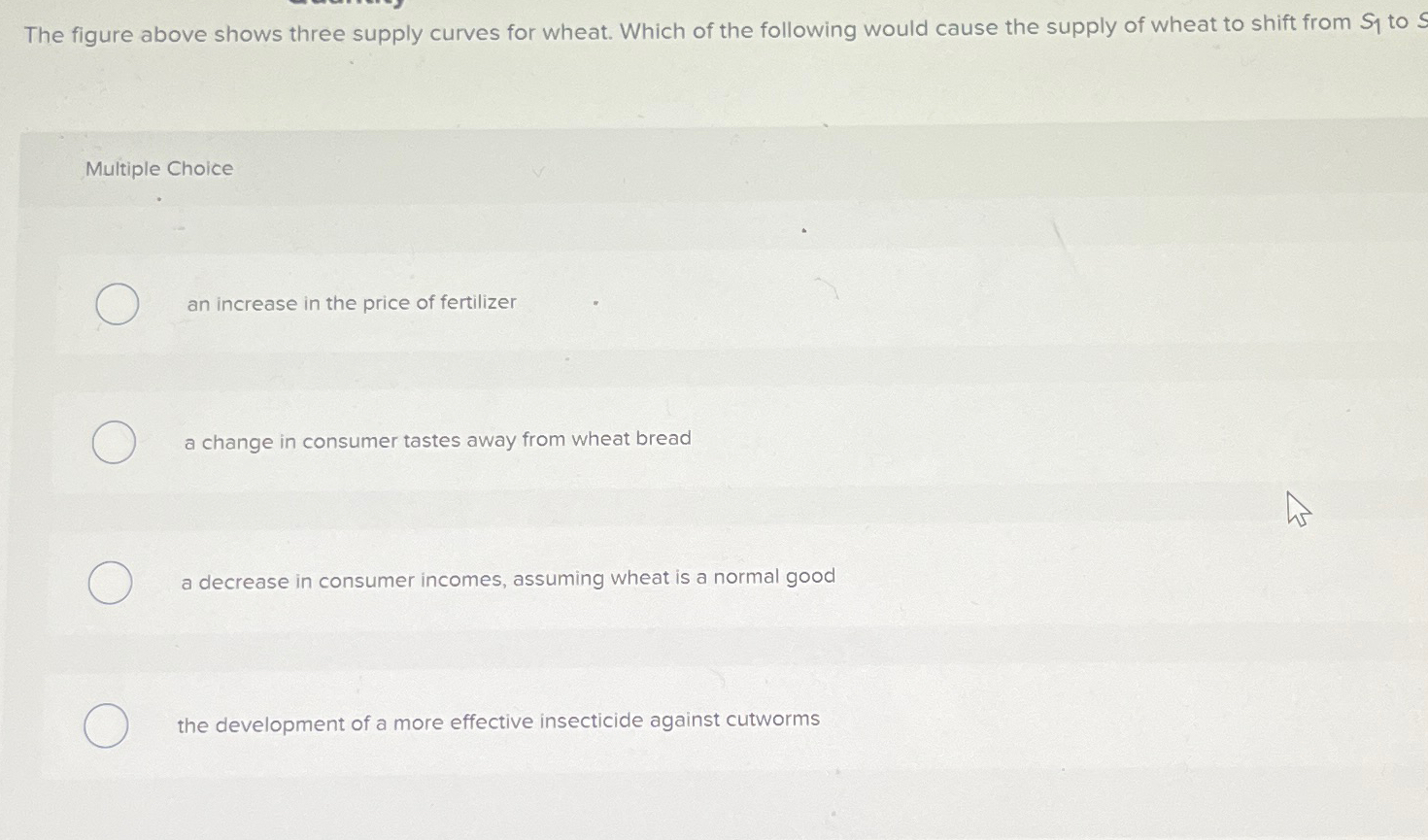 Solved The figure above shows three supply curves for wheat. | Chegg.com