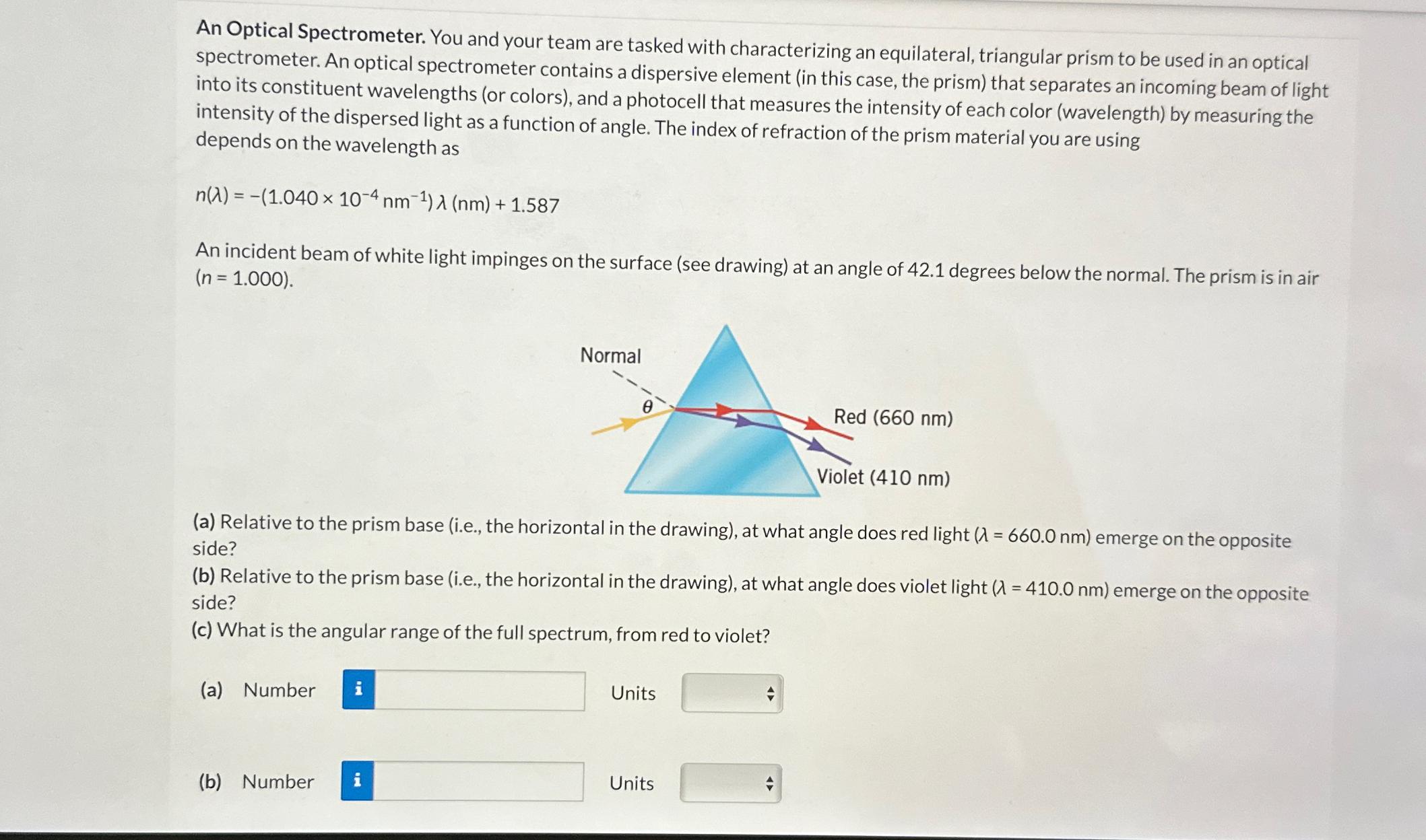 Solved An Optical Spectrometer. You and your team are tasked | Chegg.com