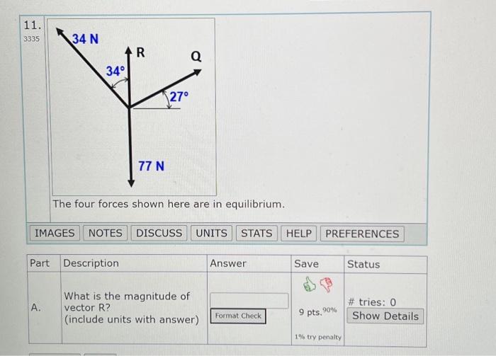Solved The four forces shown here are in equilibrium. | Chegg.com