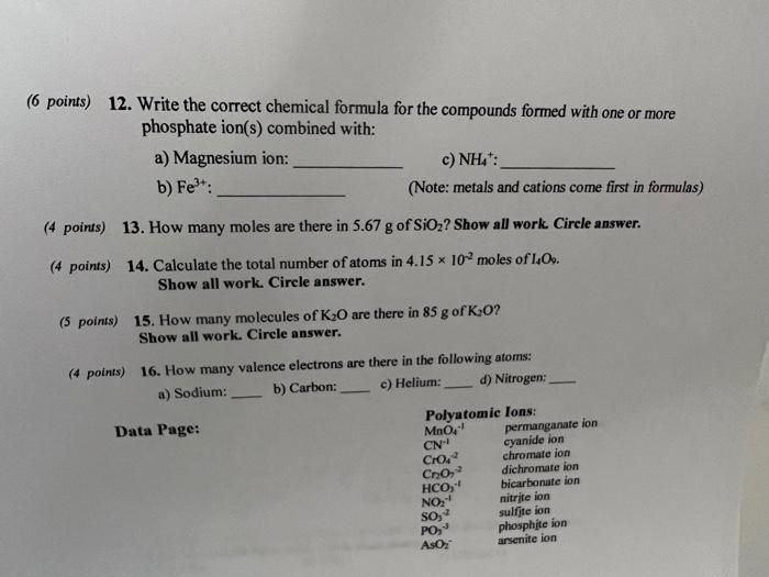 Solved 4 Pointsy 1 Write The Abbreviated Electron