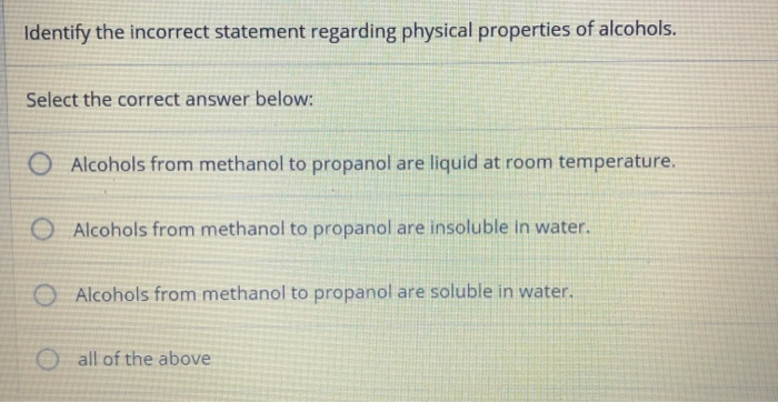 Solved Identify the incorrect statement regarding physical | Chegg.com
