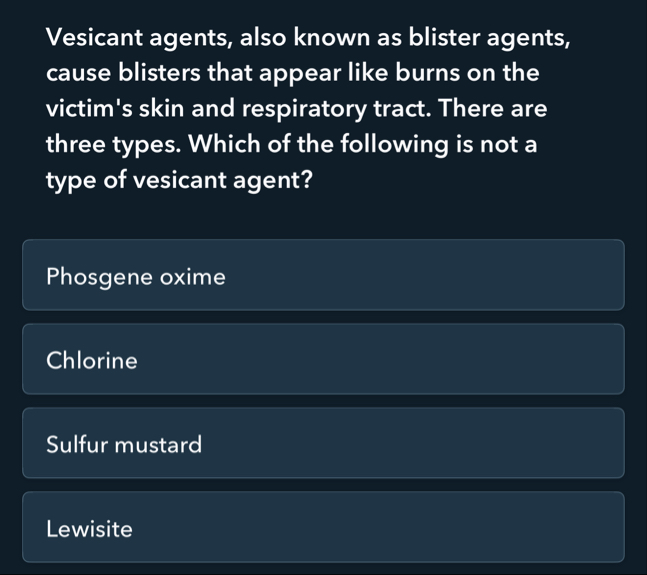 Solved Vesicant agents, also known as blister agents, cause | Chegg.com
