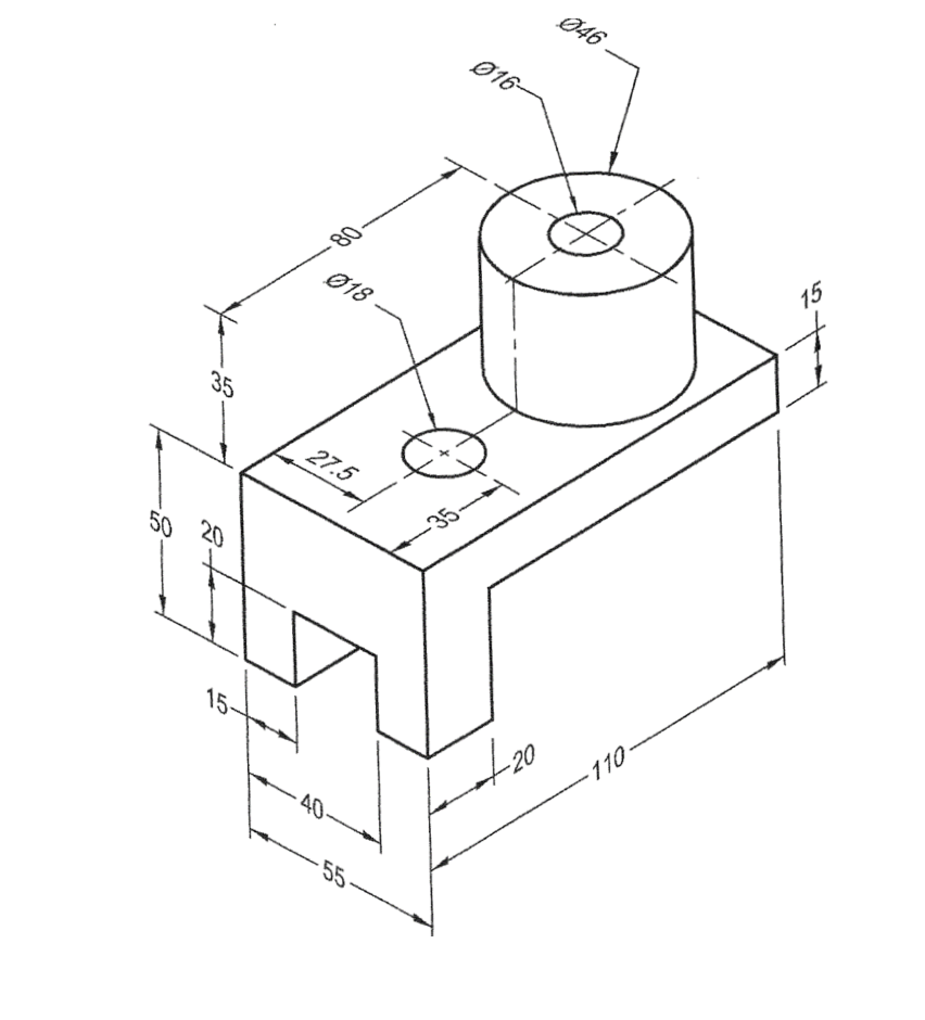 Solved Draw the top, front, and right-side views of the | Chegg.com