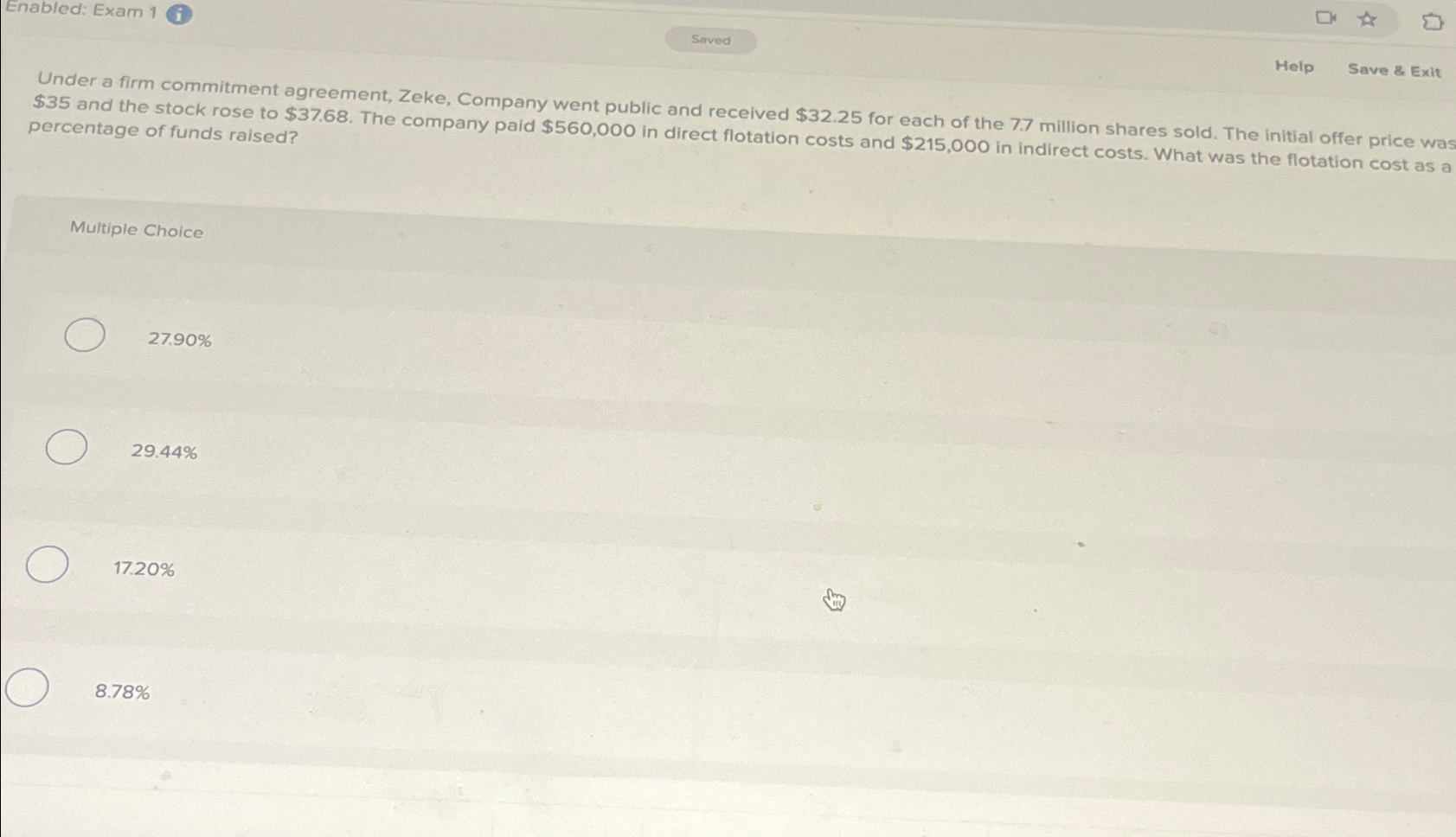 Solved Enabled: Exam 1 (i)Help Save & ExitUnder a firm | Chegg.com