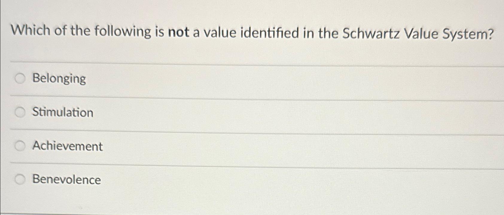 Solved Which of the following is not a value identified in | Chegg.com