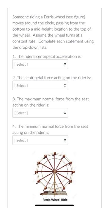 Solved Someone riding a Ferris wheel (see figure) moves | Chegg.com