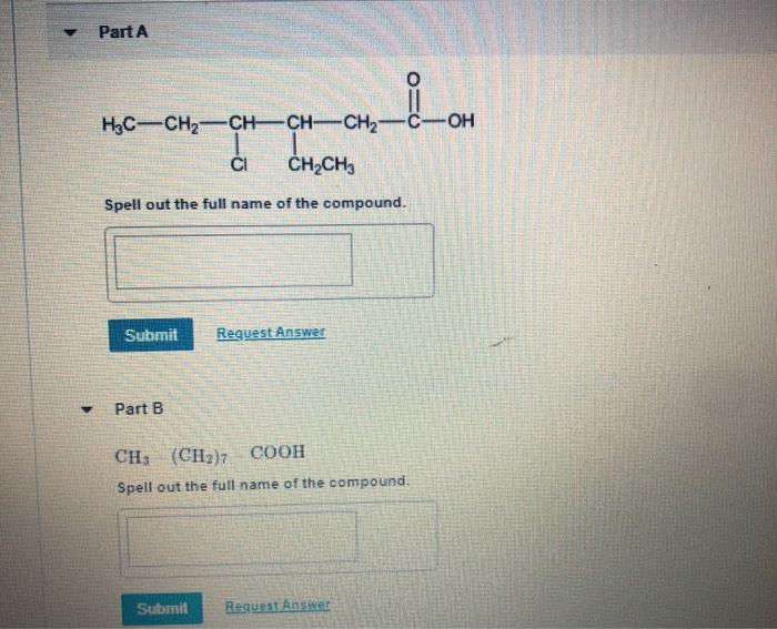Solved Part A H3C-CH2-CH-CH-CH2-C-OH Ć CH2CH3 Spell out the | Chegg.com