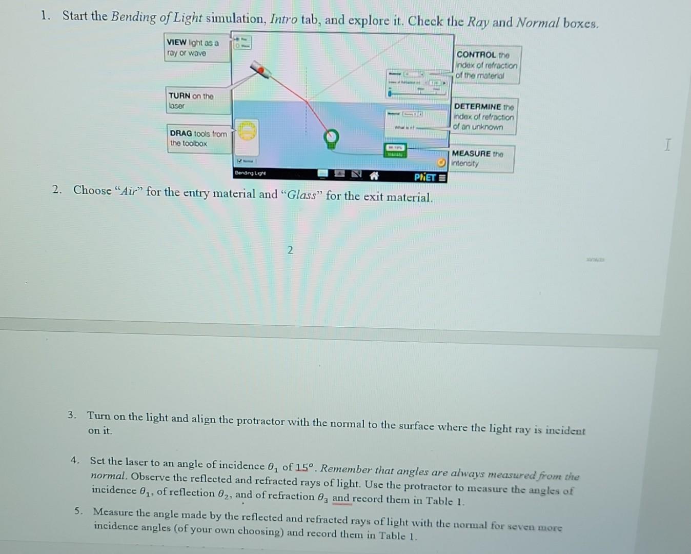 Start the Bending of Light simulation, Intro tab, and | Chegg.com