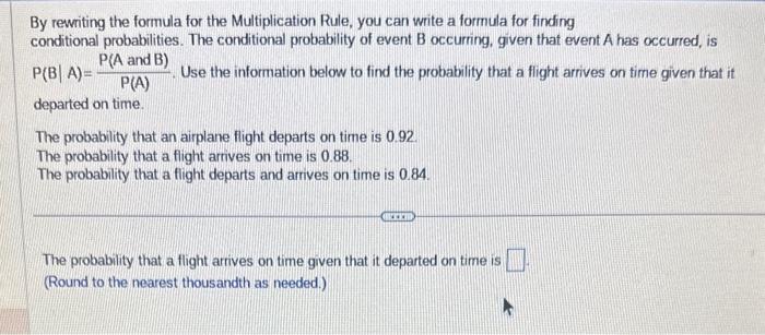 Solved By rewriting the formula for the Multiplication Rule, | Chegg.com