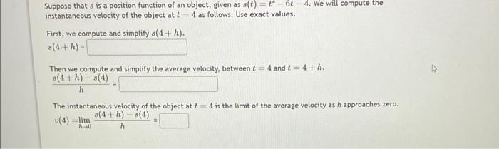 Solved Suppose that s is a position function of an object, | Chegg.com