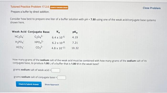 Solved Prepare a buffer by direct addition. Consider how | Chegg.com