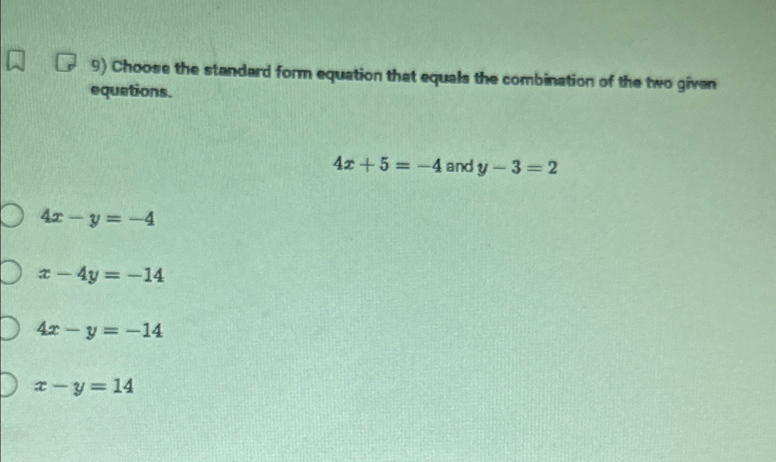 Solved Choose the standard form equation that equals the | Chegg.com