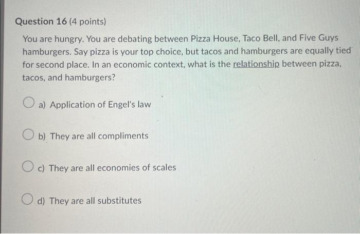 Solved You are hungry. You are debating between Pizza House, | Chegg.com