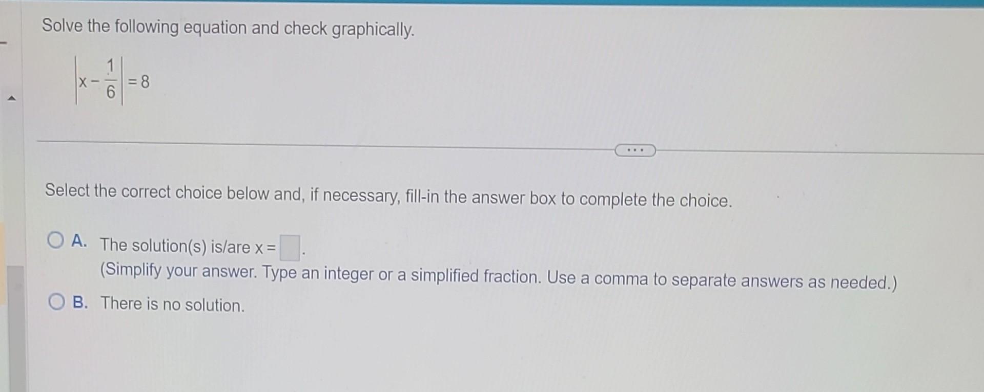 Solved Solve the following equation and check graphically. | Chegg.com