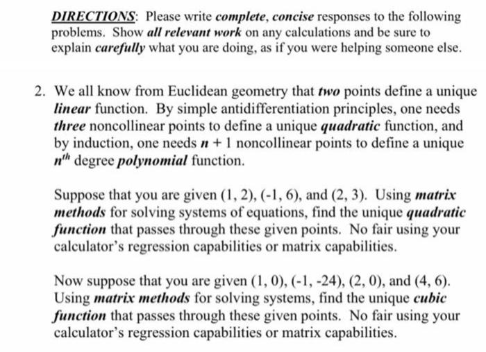 Solved DIRECTIONS: Please write complete, concise responses | Chegg.com