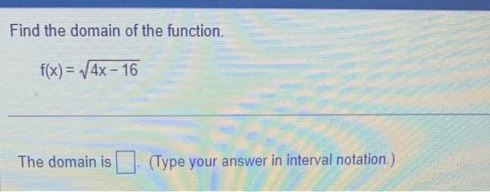 Solved Find the domain of the function. g(x)=x2−16x+3 The | Chegg.com