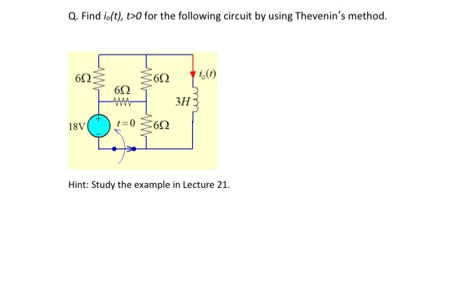 Solved Q. Find io(t), t>O for the following circuit by using | Chegg.com