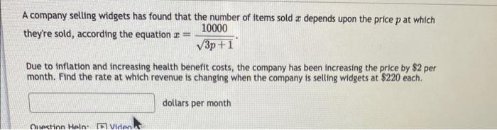 Solved A company selling widgets has found that the number | Chegg.com