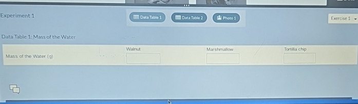 Solved Experiment 1Data Table 1: Mass of the WaterMass of | Chegg.com
