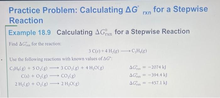 Solved Practice Problem: Calculating AG for a Stepwise rxn | Chegg.com