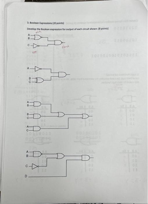 Solved 3. Boolean Expressions (20 points) Develop the | Chegg.com