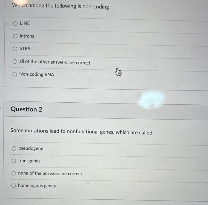 Solved Which among the following is non-coding LINE Introns | Chegg.com