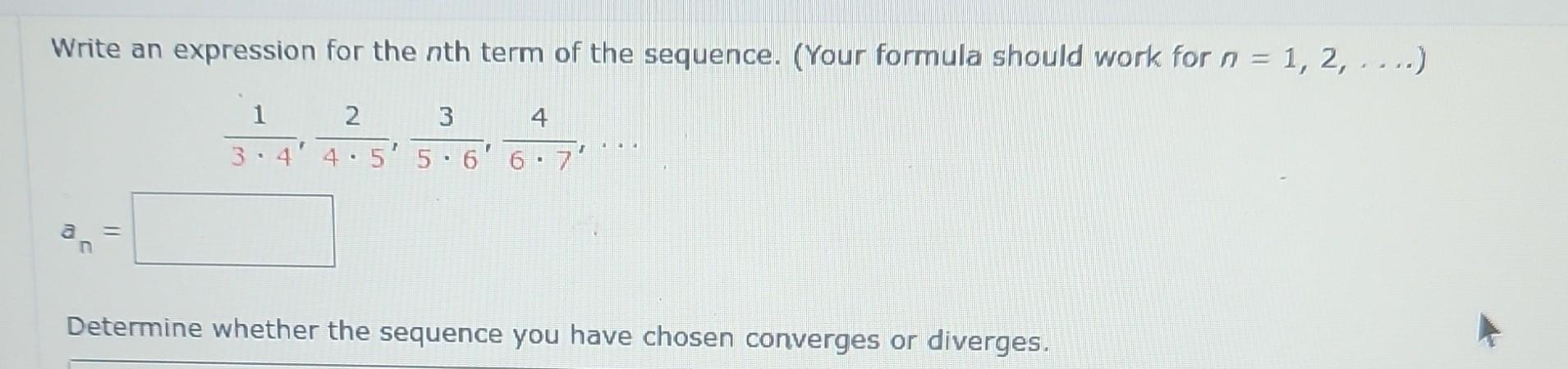 Write an expression for the nth term of the sequence. | Chegg.com