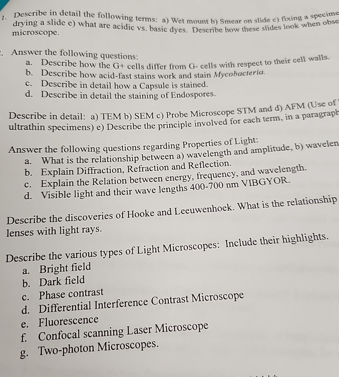 Solved Describe in detail the following terms: a) ﻿Wet mount | Chegg.com