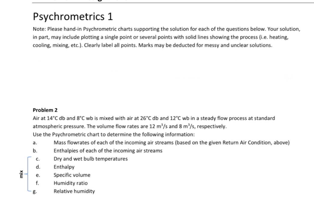 Solved Psychrometrics 1Note: Please hand-in Psychrometric | Chegg.com