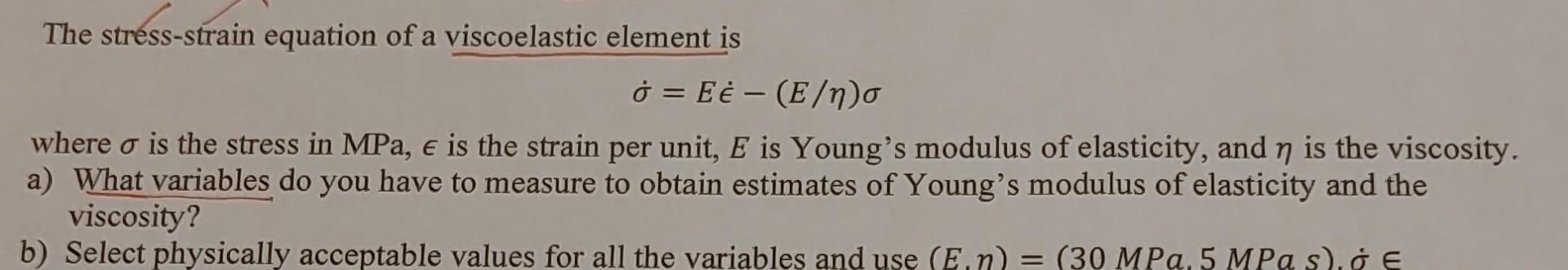 Solved The stress-strain equation of a viscoelastic element | Chegg.com