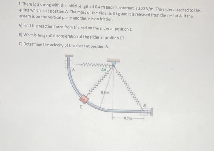 Solved 1-There is a spring with the initial length of 0.4 m | Chegg.com