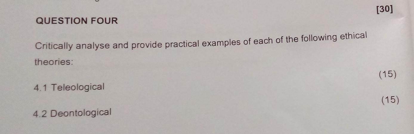 Solved QUESTION FOUR Critically analyse and provide | Chegg.com
