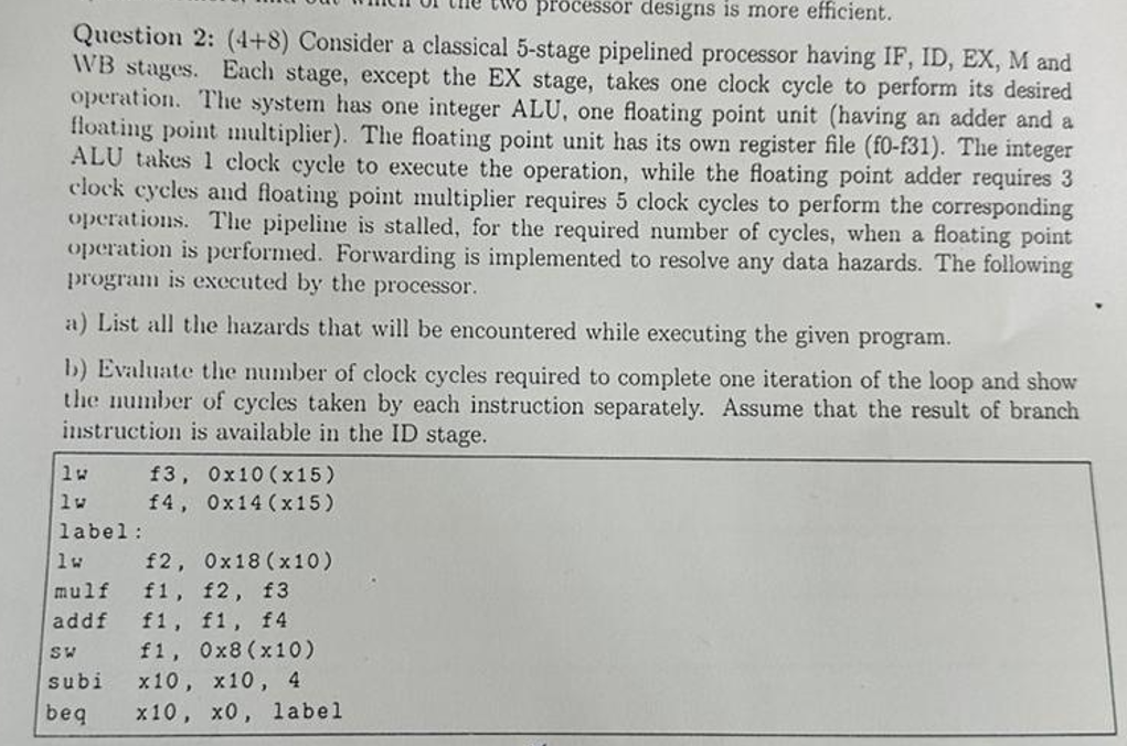 Solved RISCV Computer Architechture Consider a classical | Chegg.com