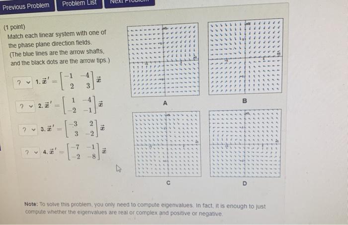 Solved Problem List Previous Problem (1 point) Match each | Chegg.com