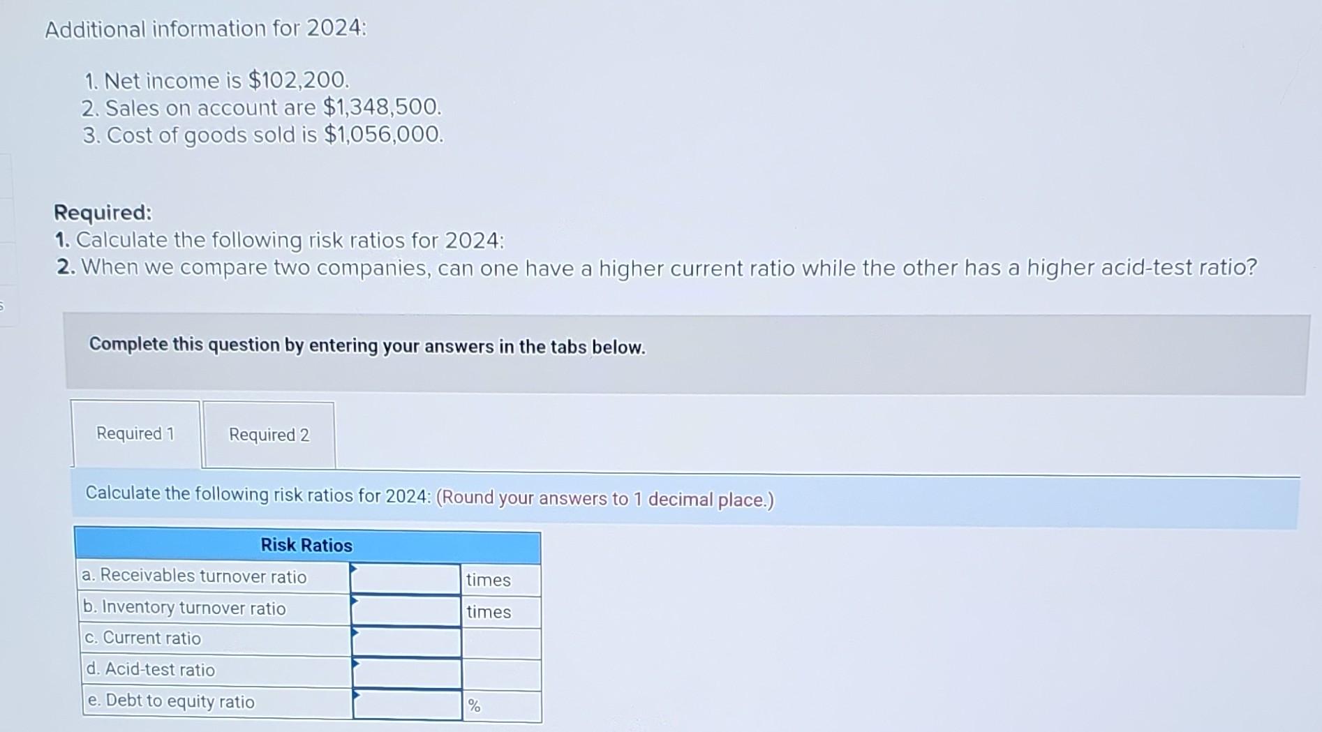 Solved Exercise 12-7 (Algo) Calculate risk ratios (LO12-3) | Chegg.com