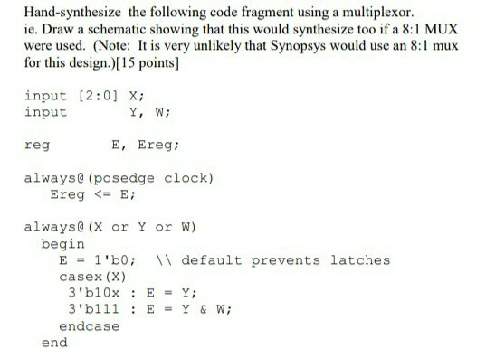 Solved Hand-synthesize the following code fragment using a | Chegg.com