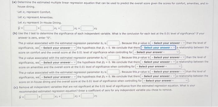 Solved (a) Determine the estimated multiple linear | Chegg.com