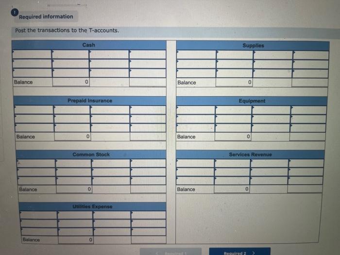 Solved Post the transactions to the T-accounts.Required | Chegg.com