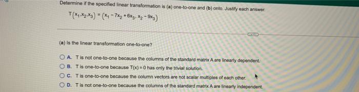 Solved Determine if the specified linear transformation is | Chegg.com