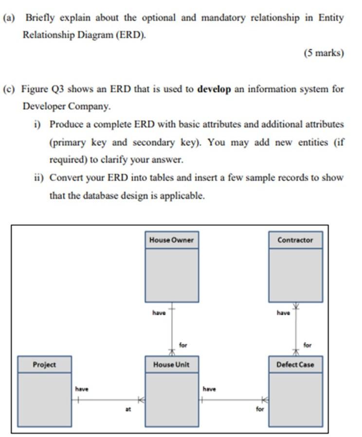 Solved (a) Relationship is the most important component in | Chegg.com