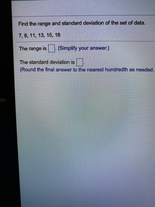 Solved Find the range and standard deviation of the set of | Chegg.com