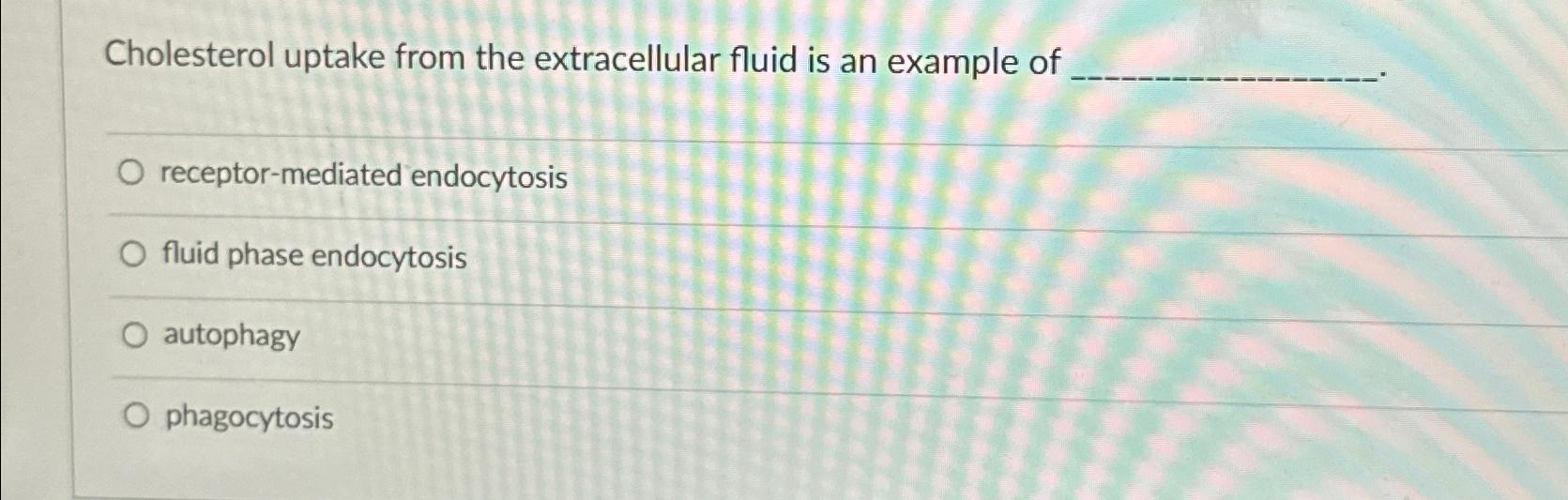 Solved Cholesterol uptake from the extracellular fluid is an | Chegg.com