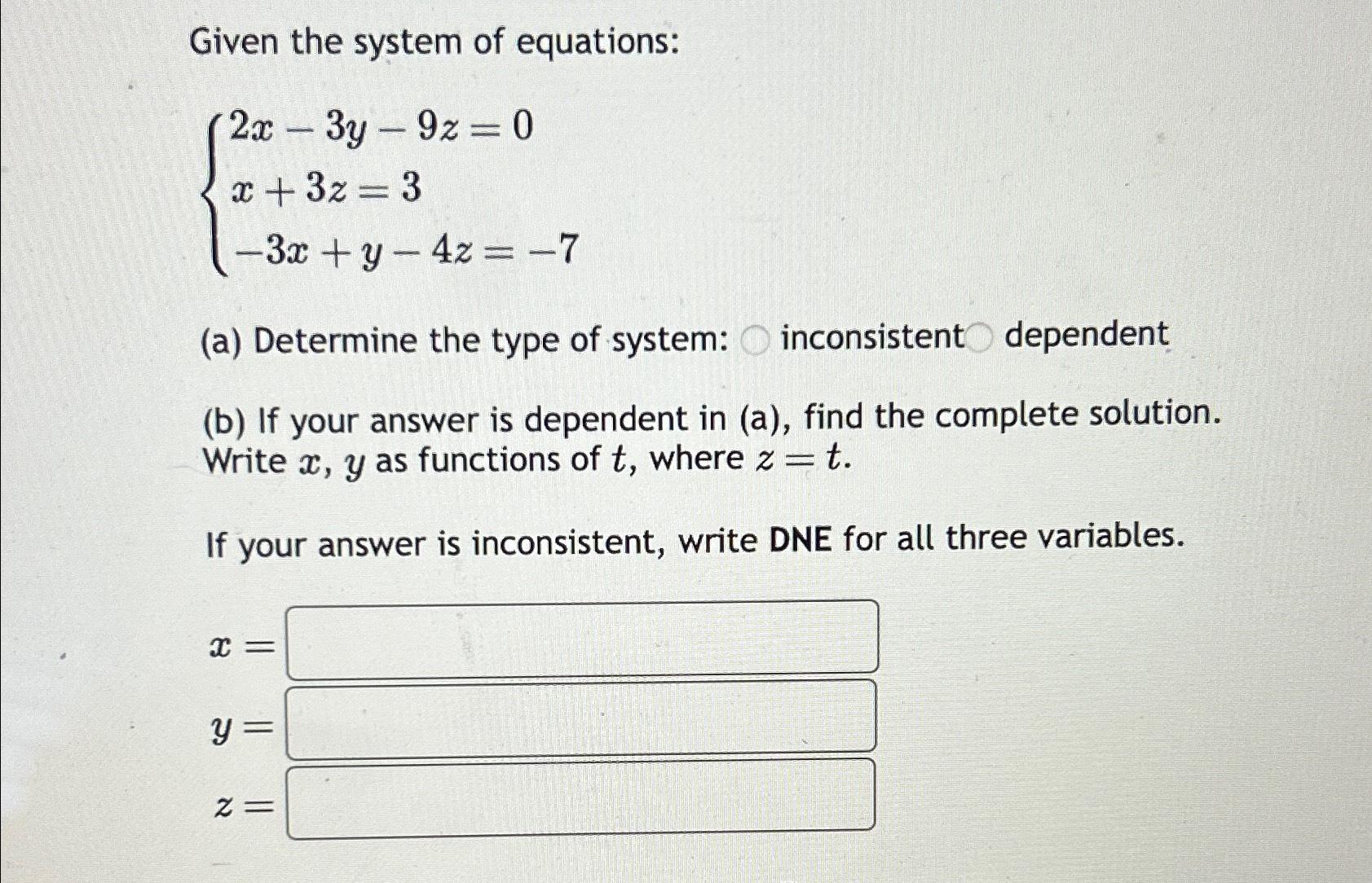 Solved Given the system of | Chegg.com