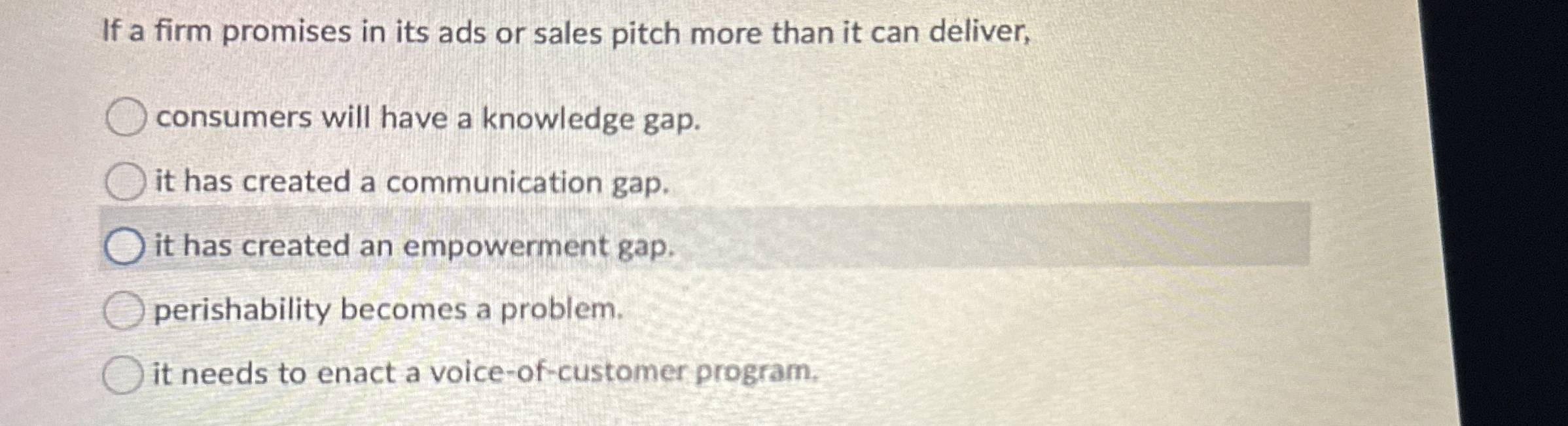 Solved If a firm promises in its ads or sales pitch more | Chegg.com