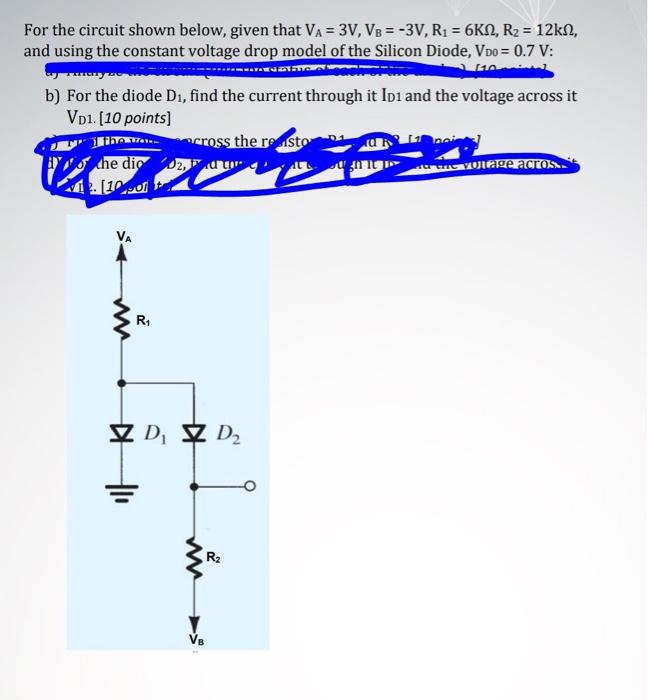 Solved ON For the circuit shown below, given that VA = 3V, | Chegg.com