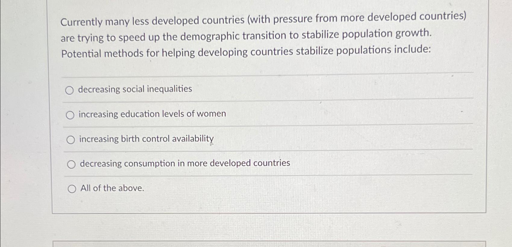 Solved Currently many less developed countries (with | Chegg.com